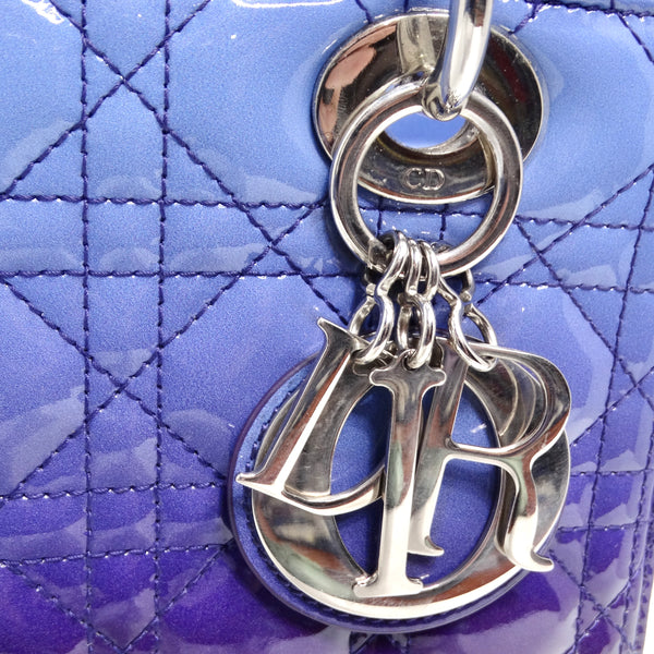 Christian Dior Patent Cannage Gradient Medium Lady Dior Purple Blue ...