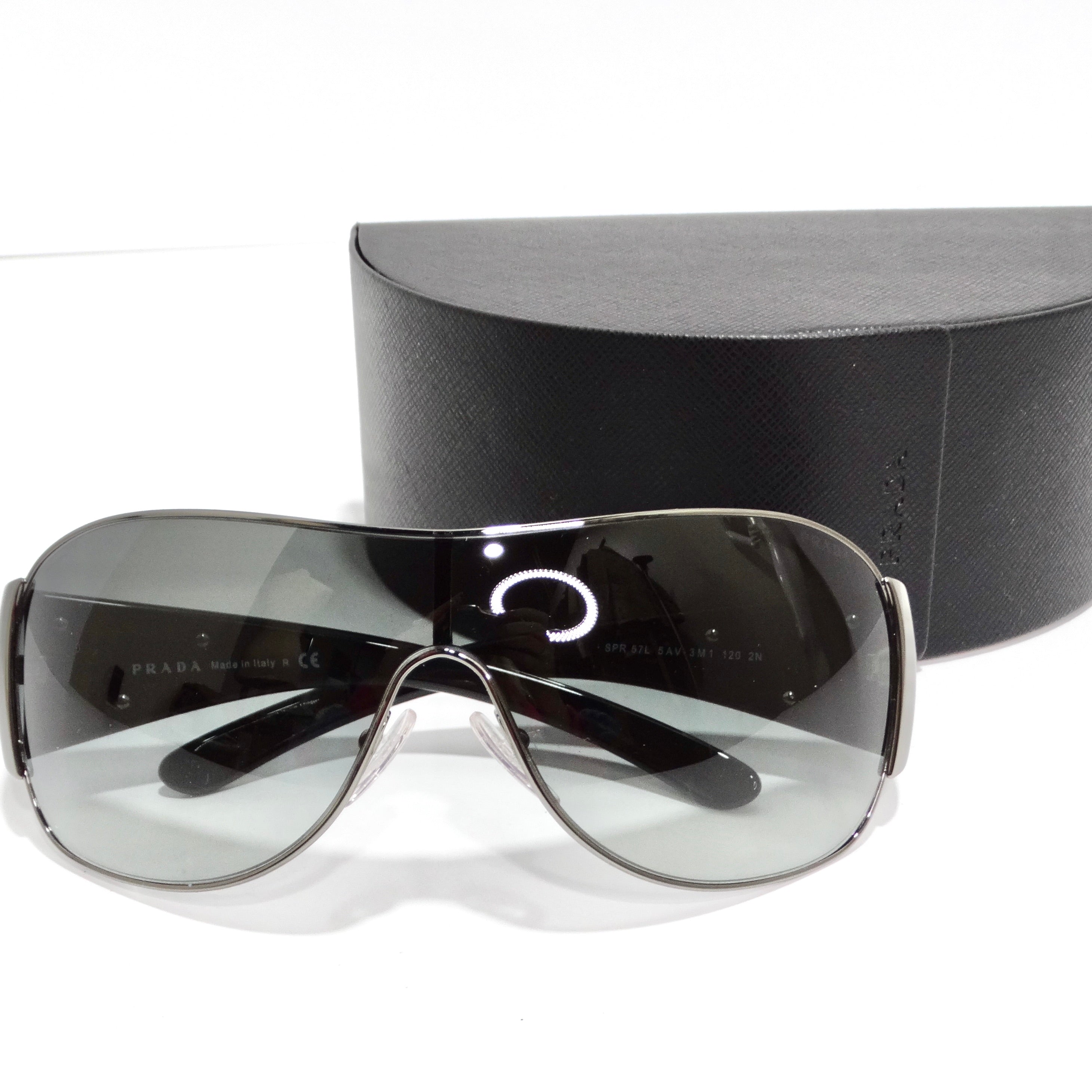 Prada 1990s Black Shield Sunglasses – Vintage by Misty