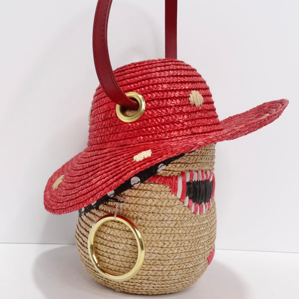Lulu Guinness Face Motif Raffia Woven Basket – Vintage by Misty