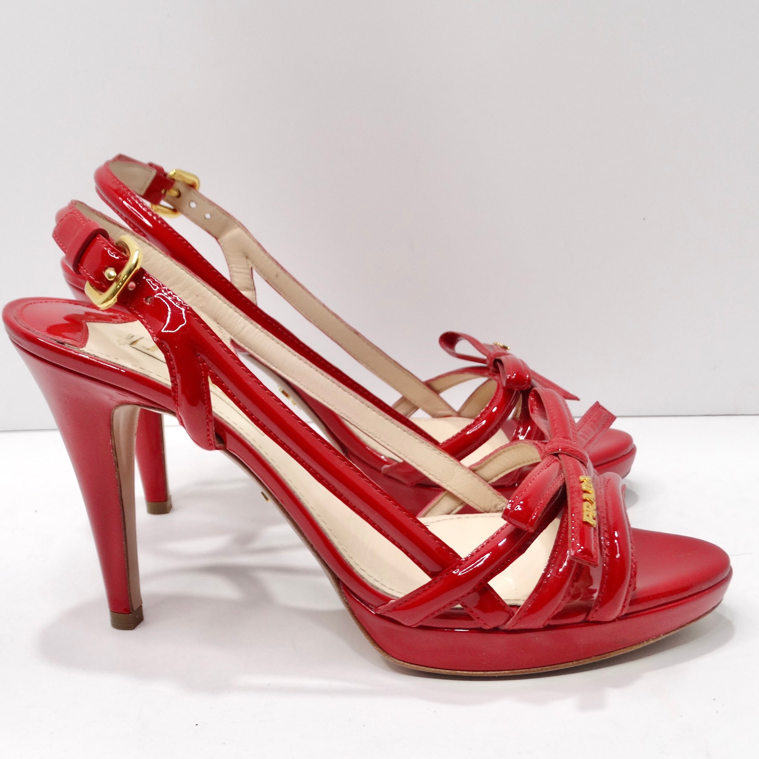 Prada Red Patent Leather Slingback Heels – Vintage by Misty
