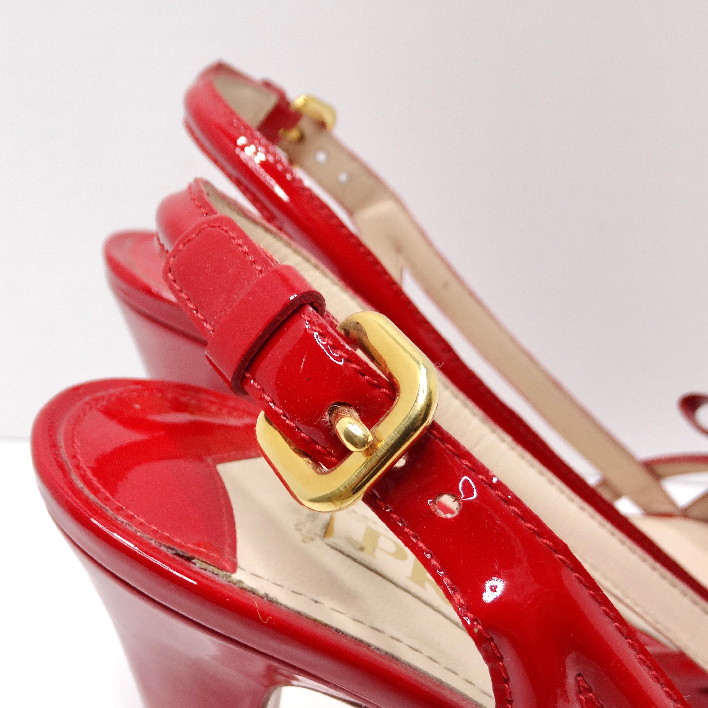 Prada Red Patent Leather Slingback Heels – Vintage by Misty