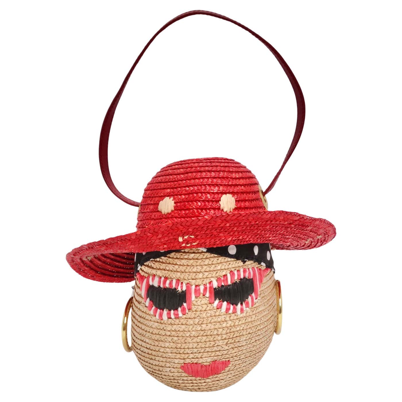 Lulu Guinness Face Motif Raffia Woven Basket – Vintage by Misty