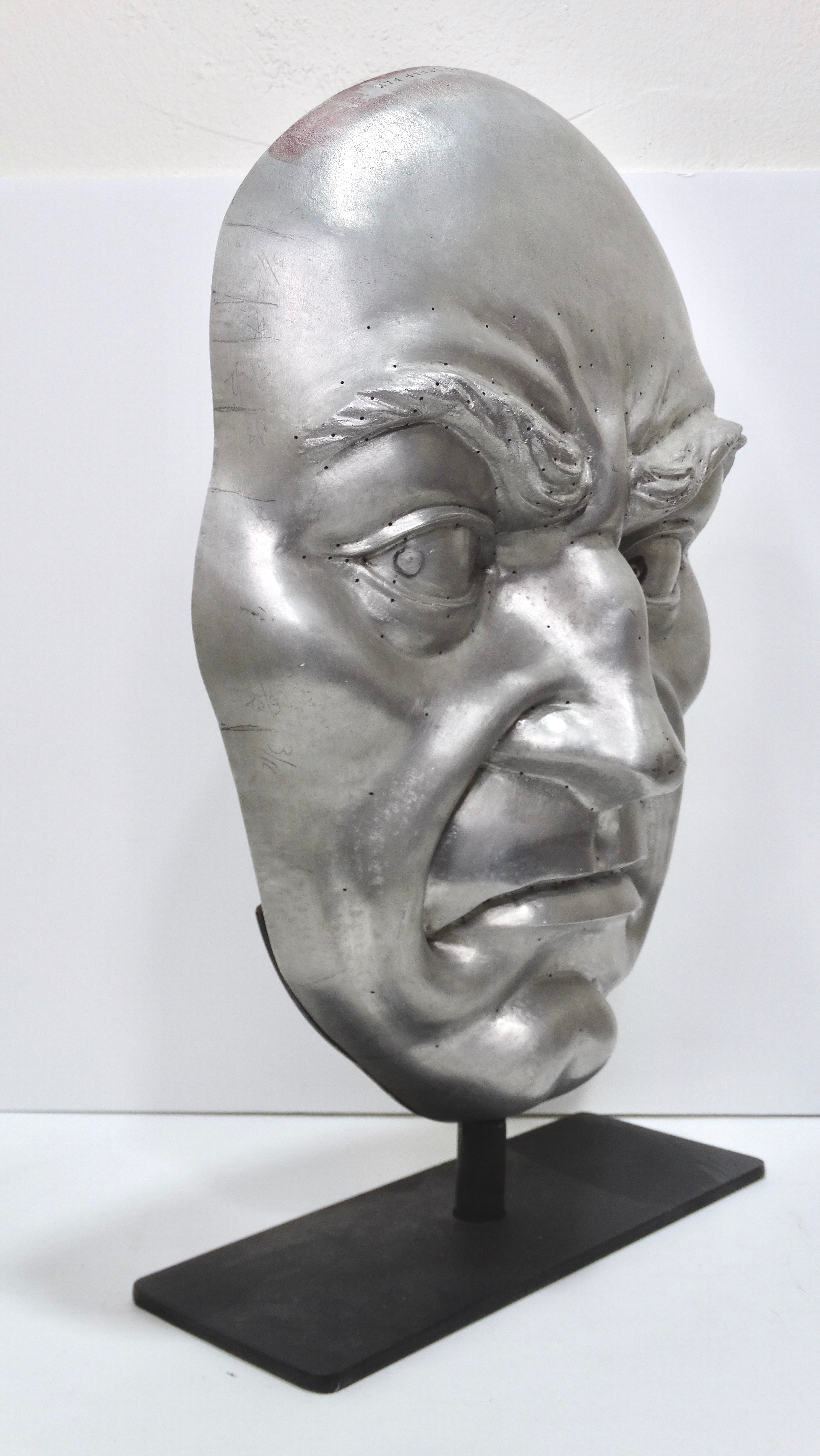 Metallic 'Angry Face' Sculpture – Vintage by Misty