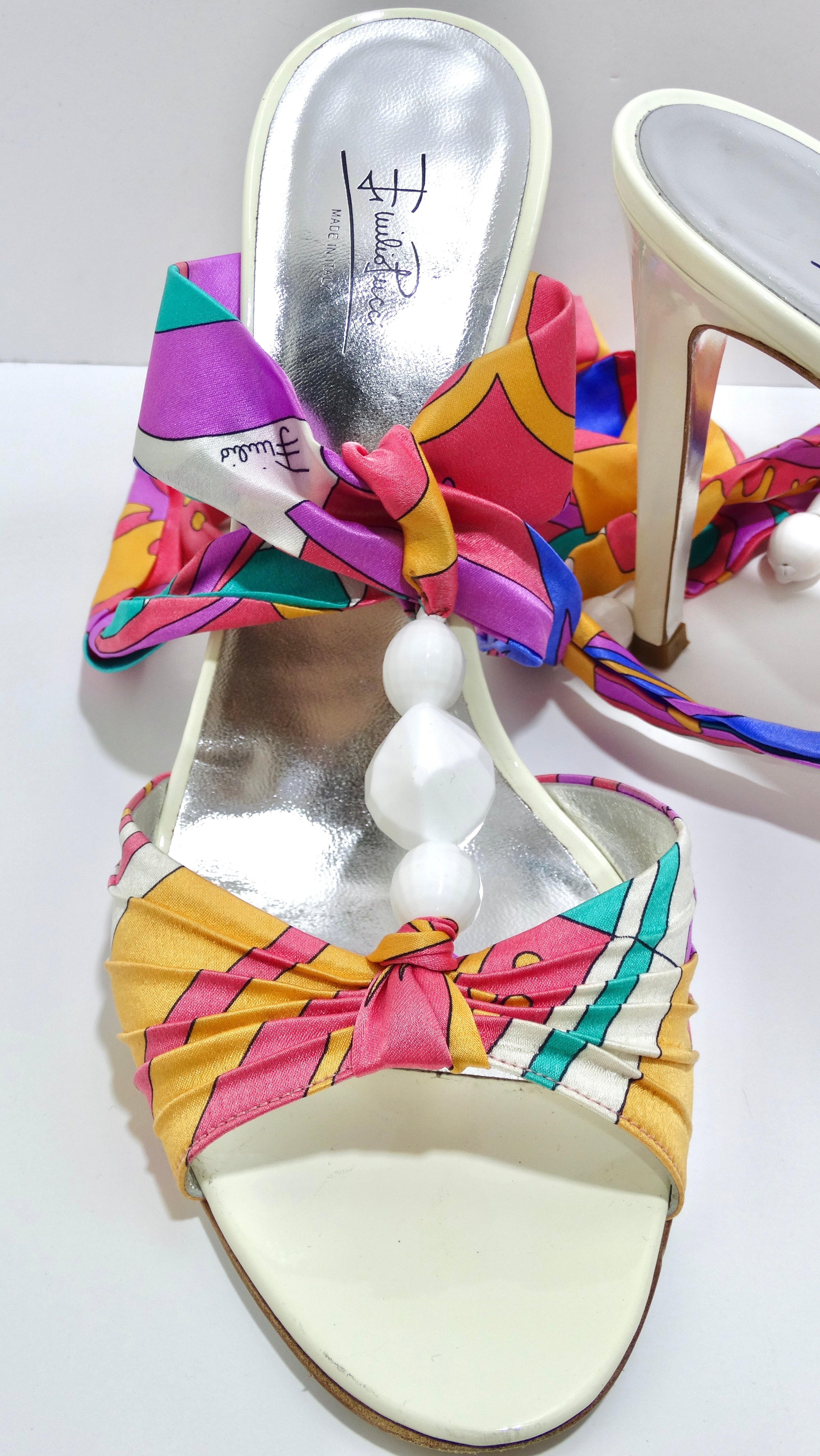 Pucci Multi-Color Satin Tie Sandal Heels – Vintage by Misty