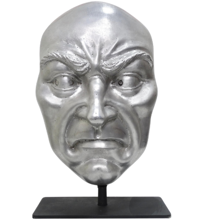 Metallic 'Angry Face' Sculpture – Vintage by Misty